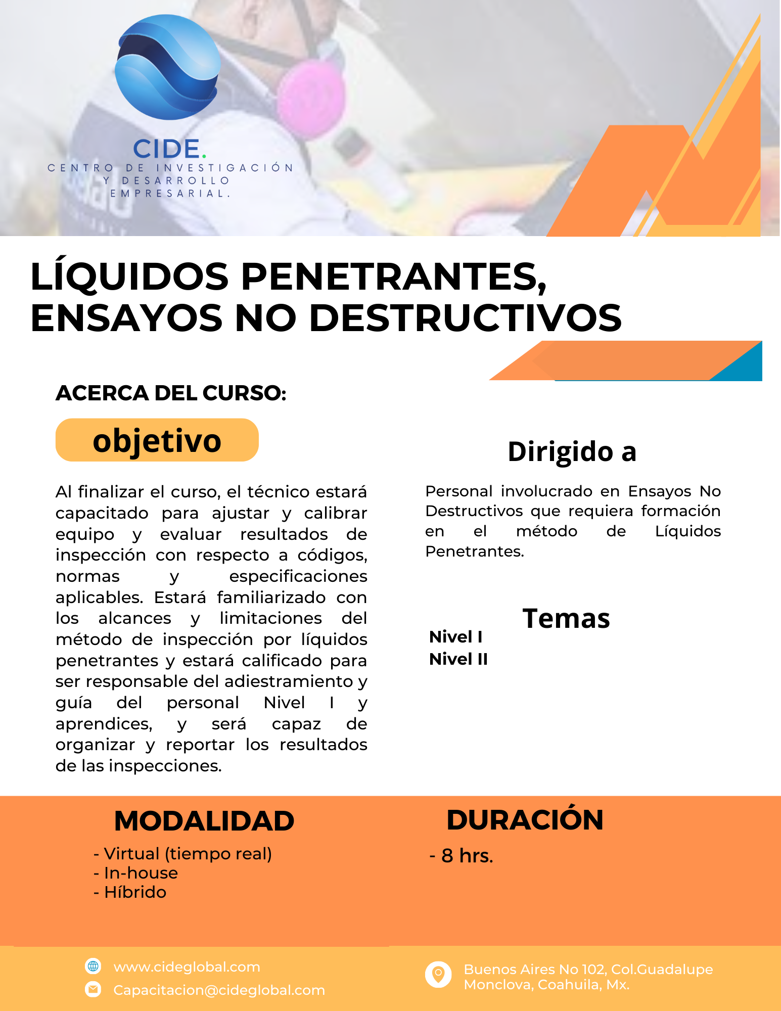 Líquidos penetrantes, ensayos no destructivos. – CIDE.